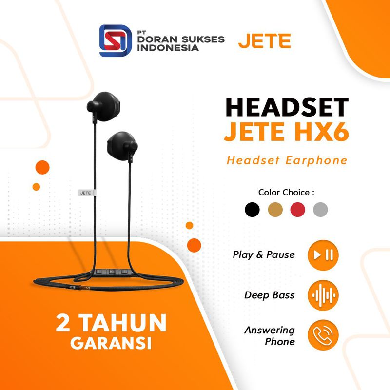 Headset Earphone JETE HX6 - Garansi 2 Tahun