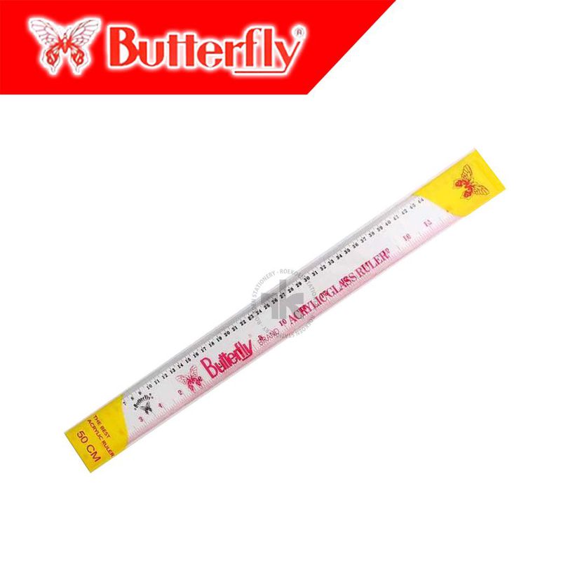 Penggaris / mistar plastik ukuran 50 cm BUTTERFLY
