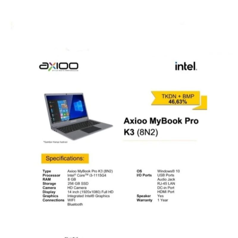 LAPTOP AXIOO MyBook Pro K3 (8N2) TKDN+BMP 50,70%