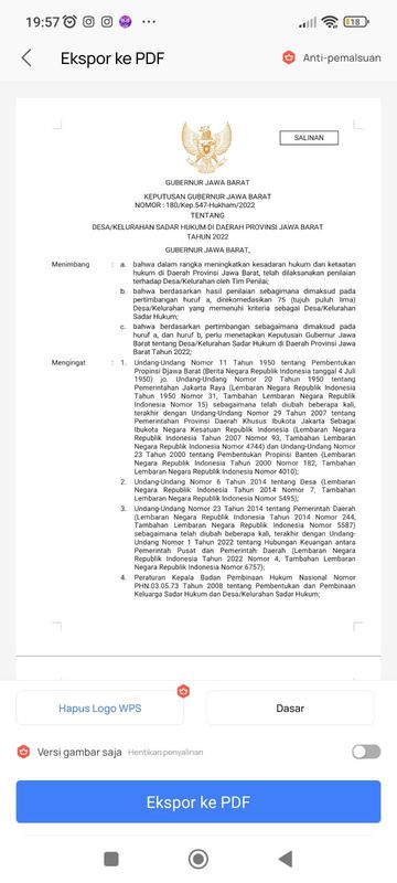 fotocopy kertas ukuran Folio SK Gubernur DSH Tahun 2022 dan SK DSH ...