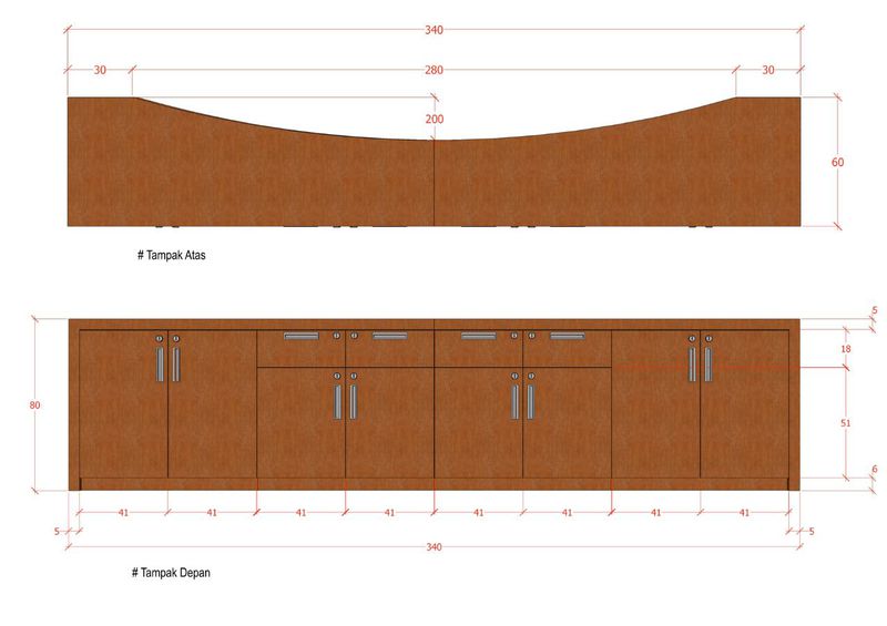 Meja Kabinet (Multiplek lapis teakwood finish NC natural, Uk 57 X 67 X ...