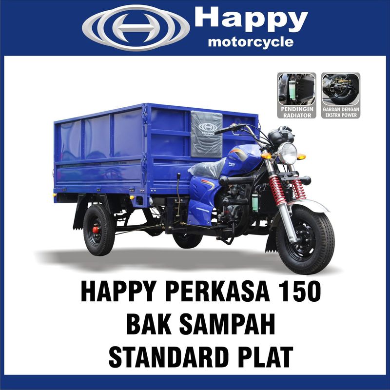 MOTOR RODA TIGA - HAPPY PERKASA 150CC - BAK SAMPAH STANDAR PLAT - GAS SPRING VIN 2023