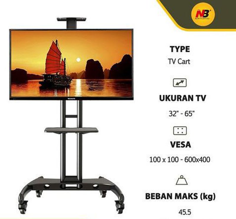 STANDING BRACKET TV 32 - 70 INCH Steel TV Stand Dengan Roda