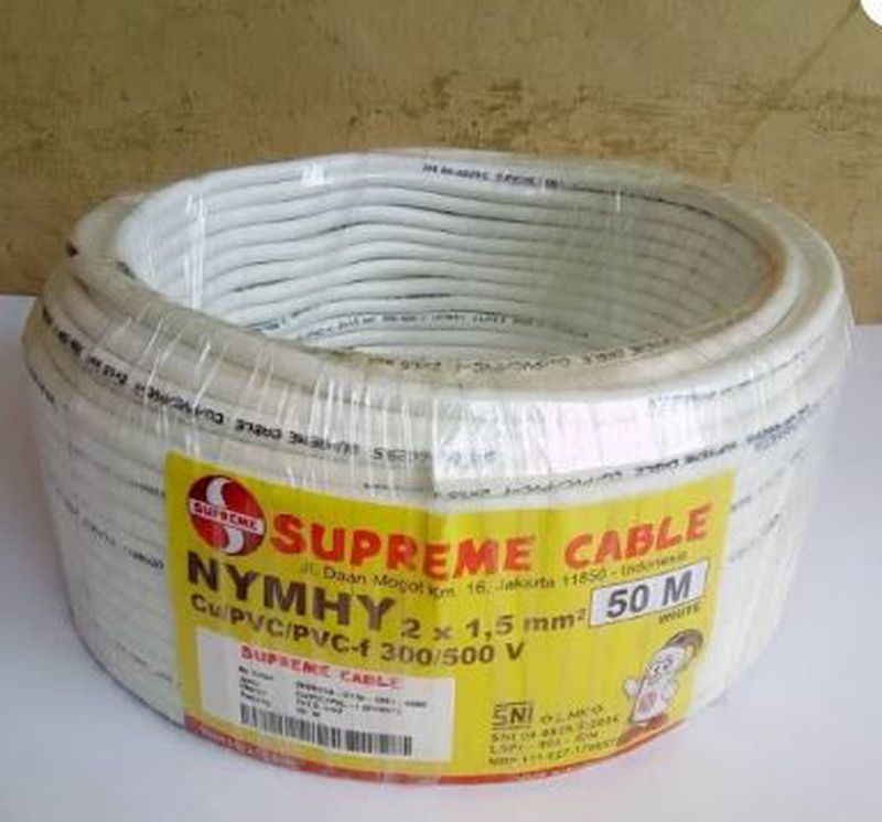 Kabel Power NYMHY 2x1,5mm Supreme 20 meter dilengkapi dengan stacker ...