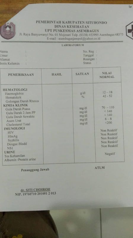 Hasil Pemeriksaan Laboratorium