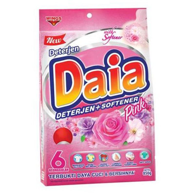 DAIA DETERGENT BUBUK + SOFTENER ROAMANTIC PINK BAG 800g