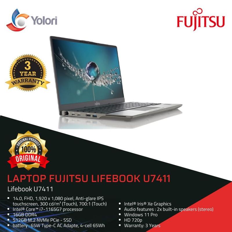 Fujitsu Lifebook U7411 [i7-1165G7, 16GB, 512GB, Intel Irish, Windows 11 ...