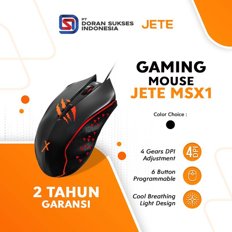 Mouse Gaming RGB JETE MSX1 - Garansi 2 Tahun