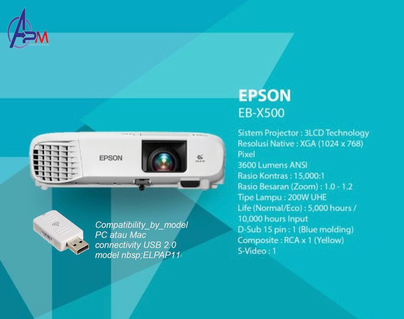 EPSON EB X500 + Donggle Wireless Epson ELPAP 11 Wireless LAN Module