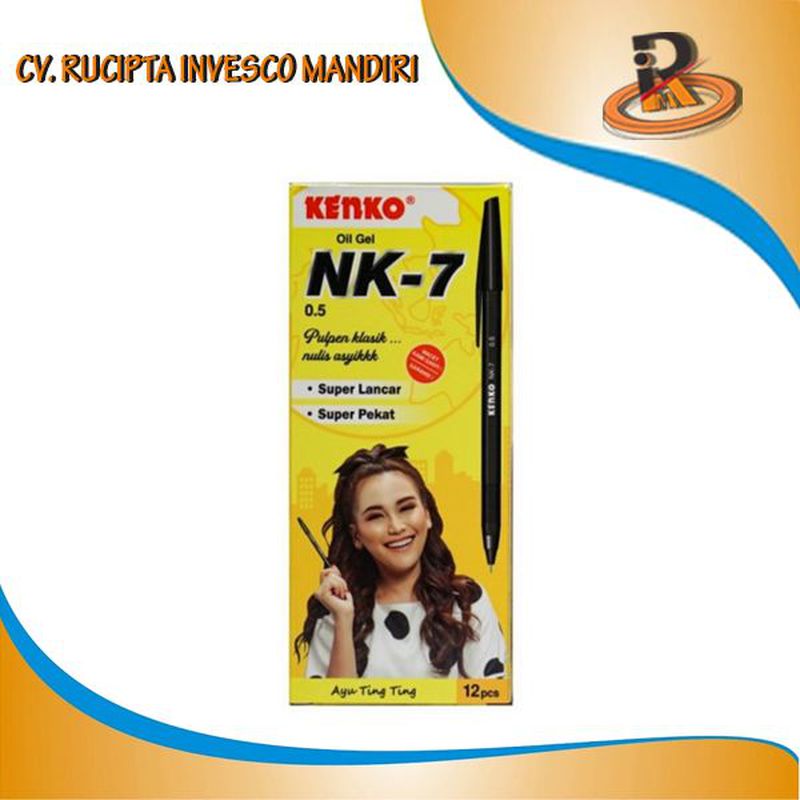 Pulpen Kenko Oil Gen Pen NK-7 (Per Pack / Kotak) - Merah