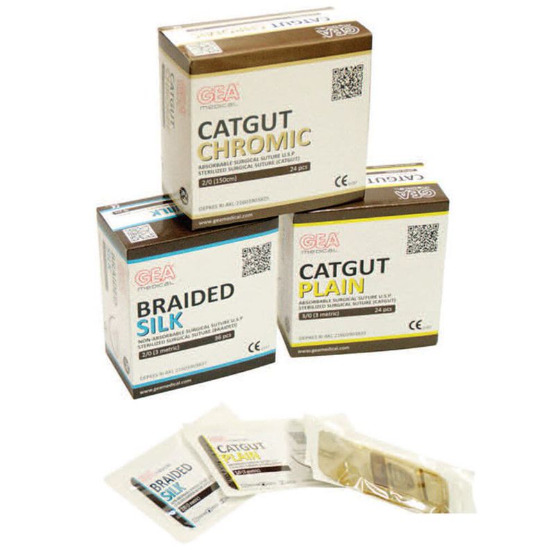 Cat Gut Chromic 3.0 + jarum box isi 24 sachet