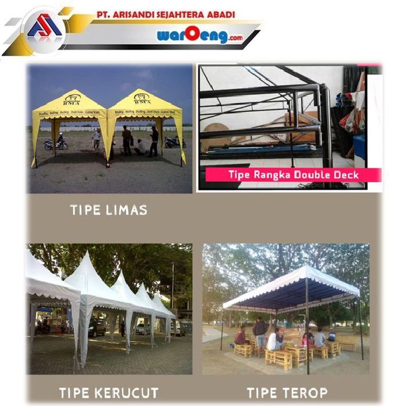 Tenda Terop uk.4x4 komplit rangkta atap rumbai plapont