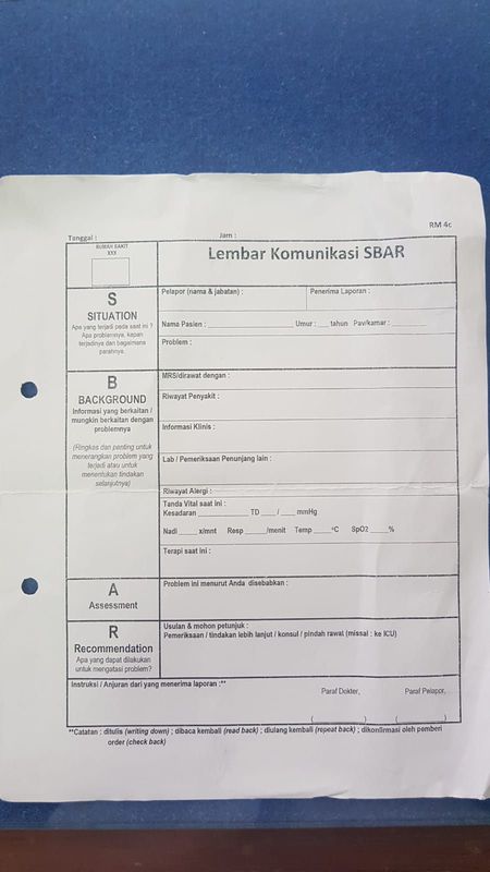 Formulir SBAR UPTD PUSKESMAS II