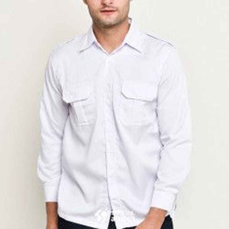 BAJU SAFARI WOL WARNA PUTIH