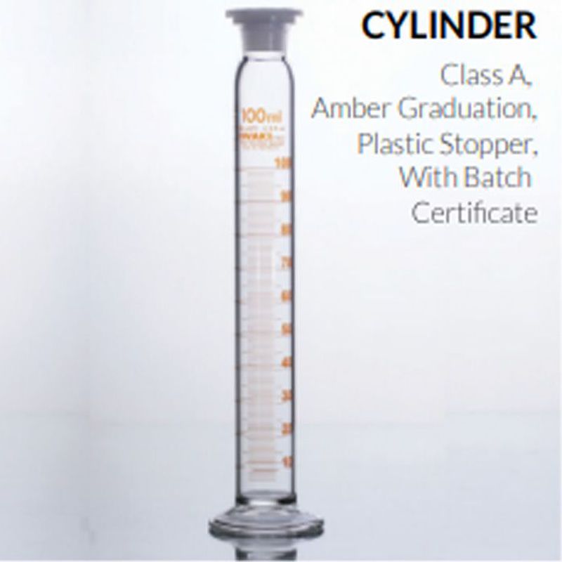 Measuring Cylinder With Plastic Stopper Class A Amber Graduation 50 ml