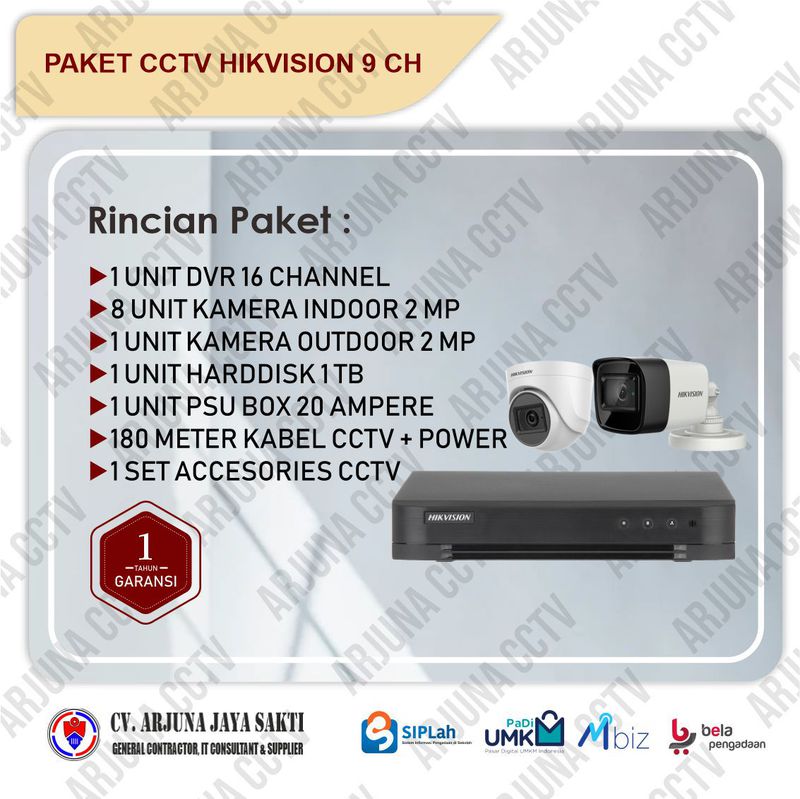 PAKET CCTV HIKVISION 9 TITIK