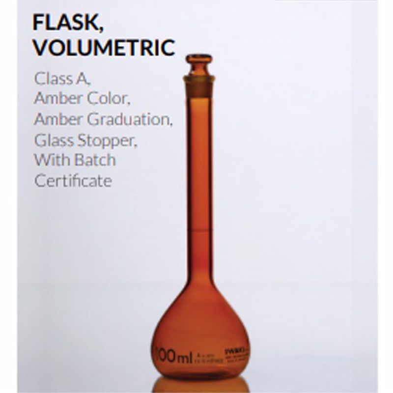 Volumetric Flask With Glass Stopper Coating Amber Class A 100 ml