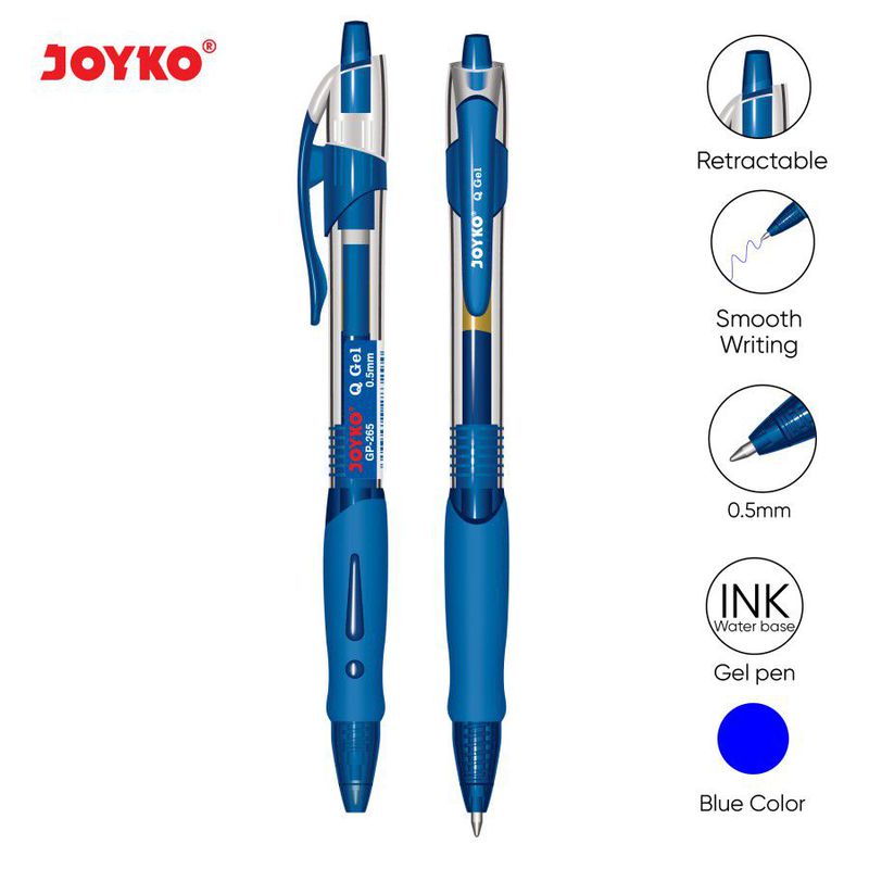 Gel Pen / Pulpen / Pena Joyko GP-265 / Q Gel / 0.5 mm SATUAN - Biru