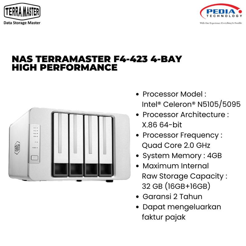NAS TerraMaster F4-423 4-Bay High Performance - NO HDD