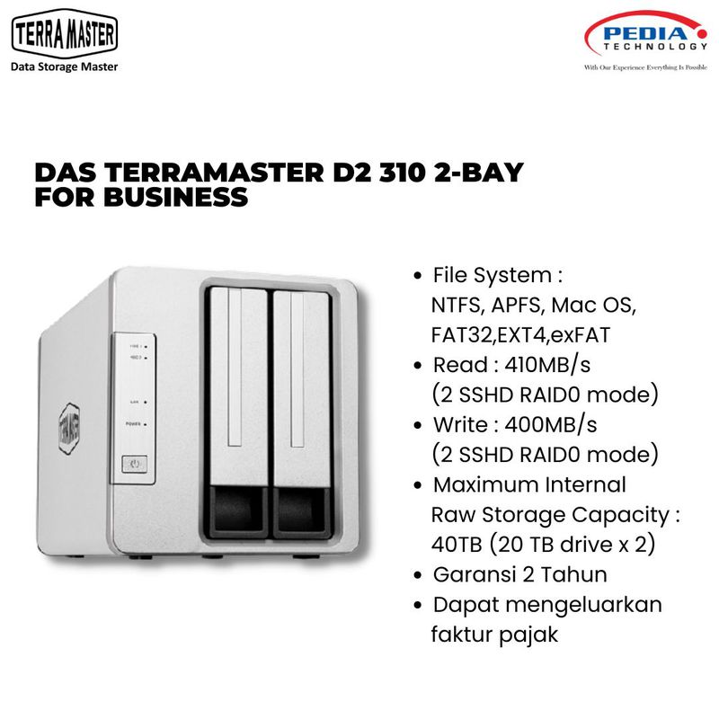 DAS TerraMaster D2 310 2-Bay for Business - NO HDD