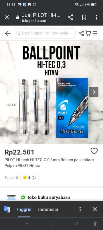 Ballpoint Hi - TEC 0,3 Hitam