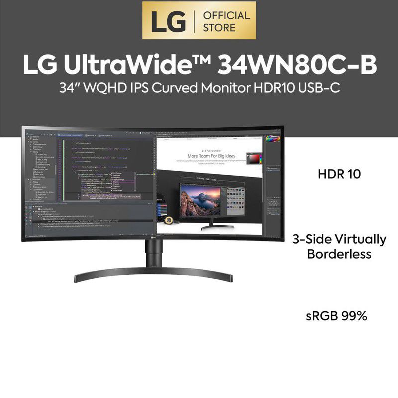 Monitor LED LG 34WN80C WQHD curved IPS HDR