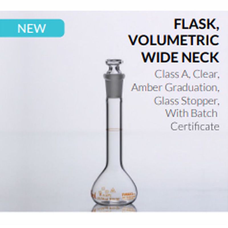 Volumetric Flask With Plastic Stopper Wide Neck Class A 50 ml
