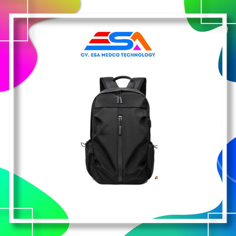 Tas Ransel Laptop Oxford Simple Desain - Hitam