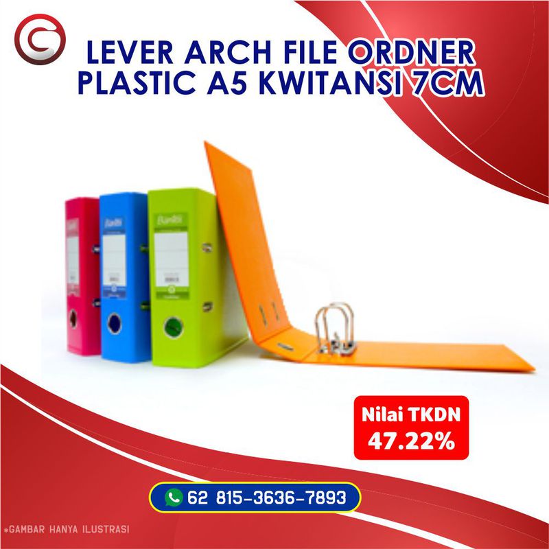 Lever Arch File Ordner Plastic A5 Kwitansi 7cm