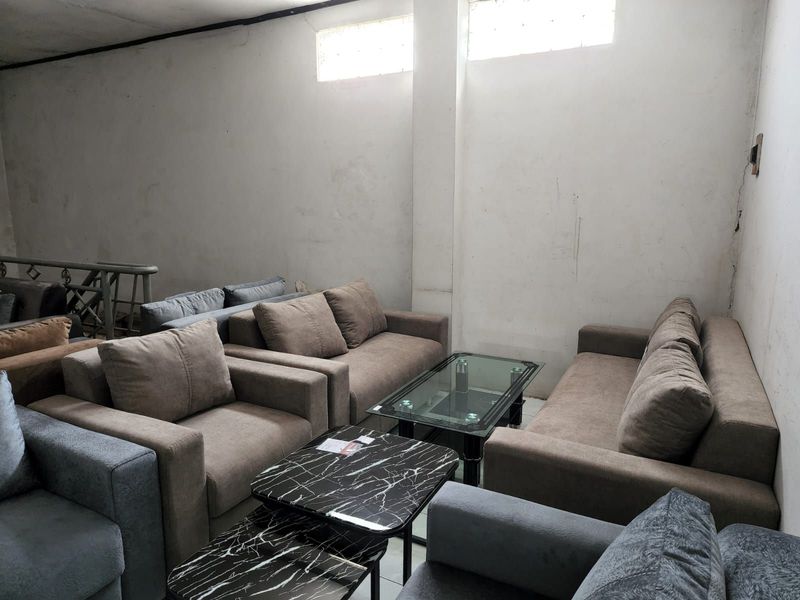 Sofa 321 Minimalis Macadamia + Meja Tamu Kaca