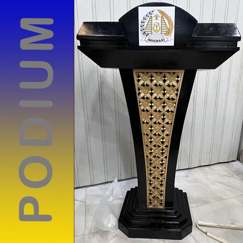 Mimbar Pidato Kayu Jati Minimalis Model Podium Presiden