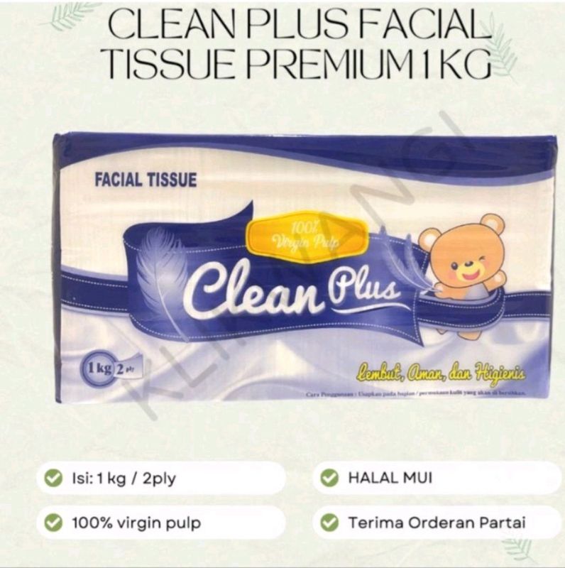 Tissue Wajah CLEAN PLUS 1000gr (2 ply)