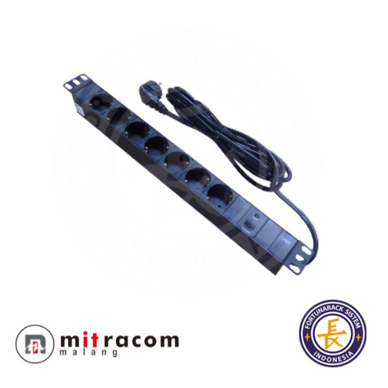 Fortunarack PDU 7 Socket DIN 49440, DIN 49441 Plug 16A, Surge Protector, 4.5ka (FRP 716G)