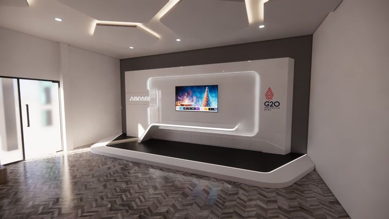 futuristik backdrop/panel partisi dinding