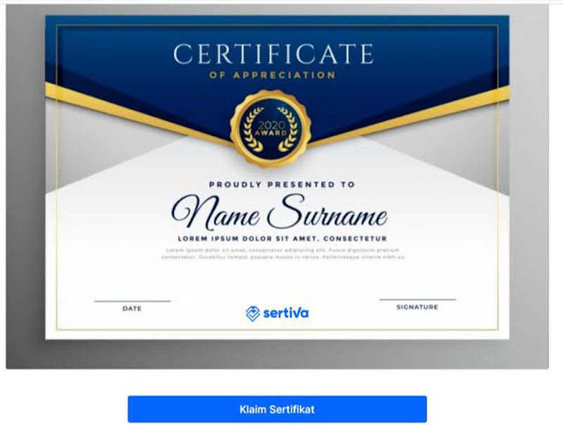 SERTIFIKAT UKURAN A4