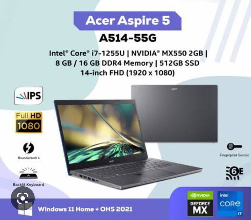 ASPIRE 5 SLIM A 514-55 Ci7 12th gen NVIDIA MX550