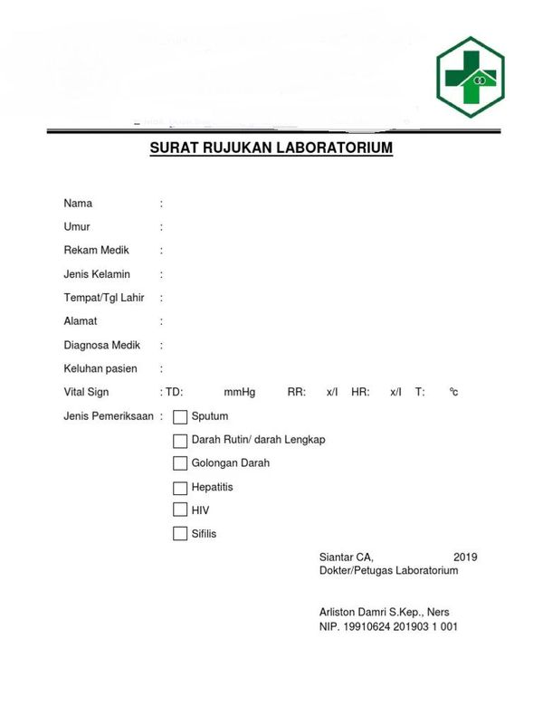 Cetak Buku Form Rujukan Laboratorium