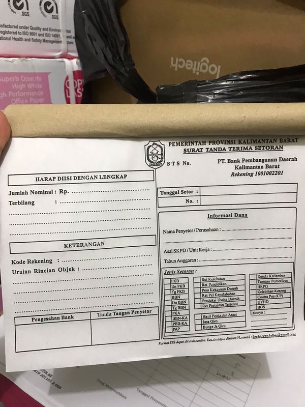Cetak Blanko Surat Tanda Setoran (STS) 5 ply x 50 Lembar