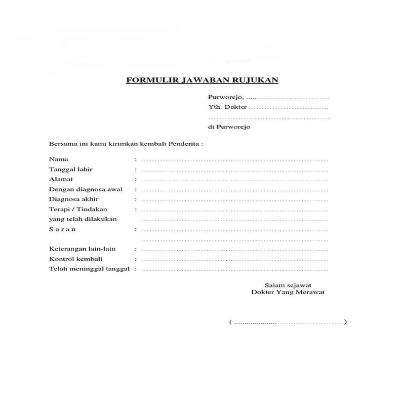 Cetak Buku Form Jawaban Rujukan Internal