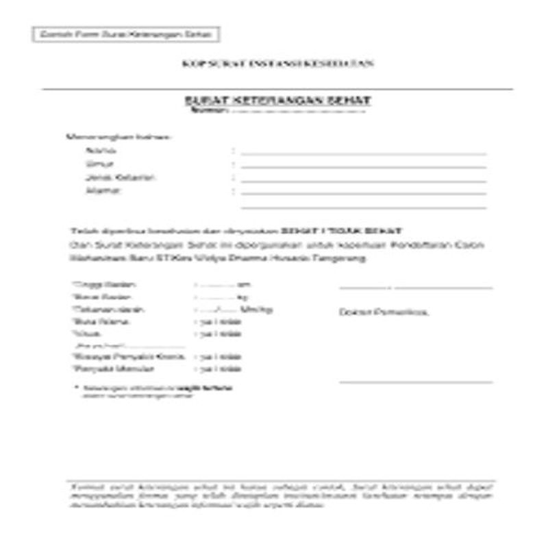 Cetak Buku Form Surat Keterangan Sehat