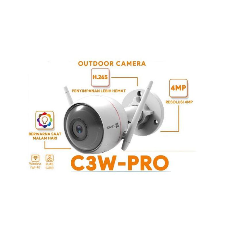 EZVIZ PAKET C3W PRO 4MP OUTDOOR CCTV BUNDLING WITH MEMORY CARD 256 GB