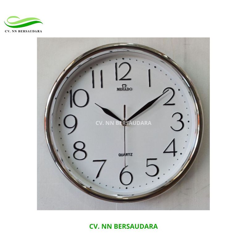 Jam Dinding Polos Minimalis Mirado - Sweep Move - Hitam Hitam