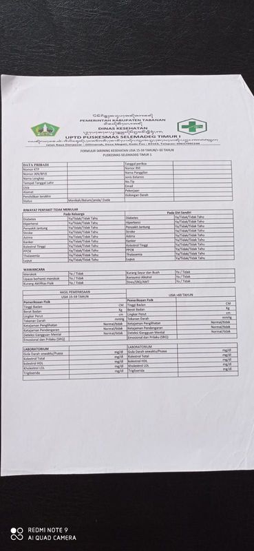 Foto Copy(Formulir Skrining Kesehatan Usia 15-59 Tahun/60Tahun ...