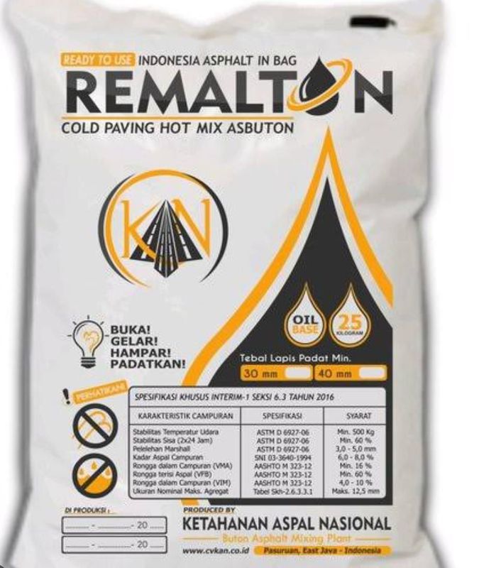 Aspal Dingin/ColdMix-Remalton-kemasan 25 Kg