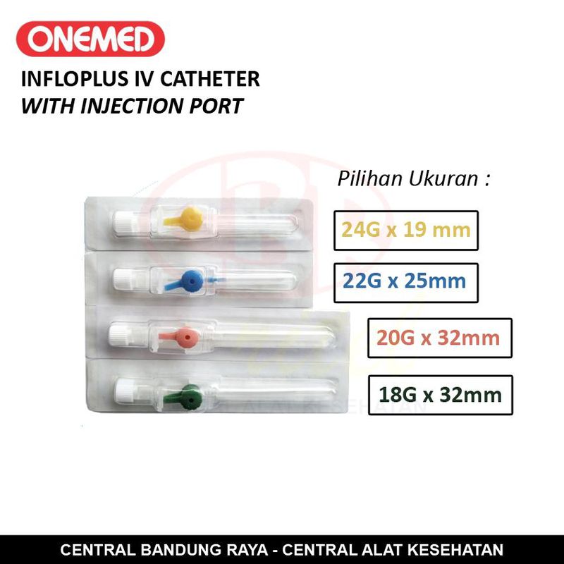 ONE MED Inflo Plus IV Catheter/ Jarum Infus Intravena - 22G