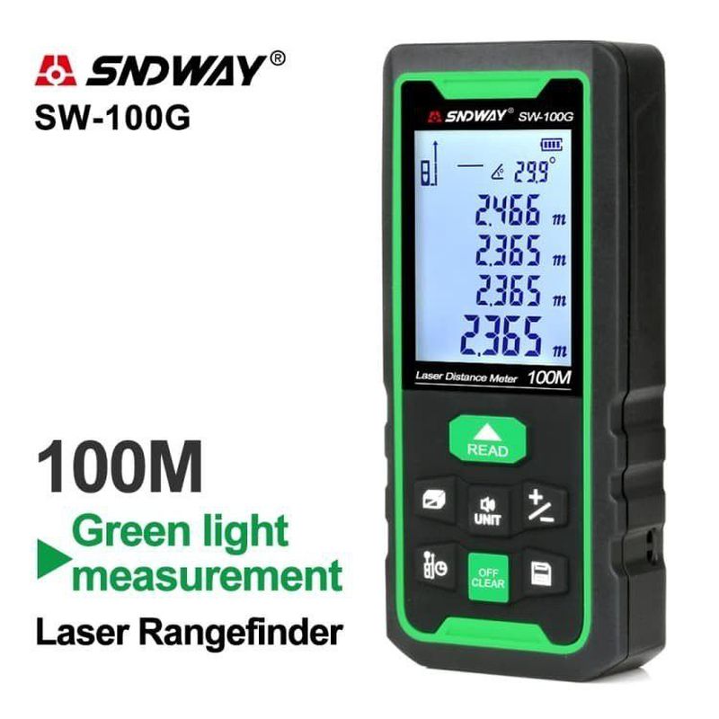 SNDWAY Meteran Laser Digital Green Laser 100 Meter SW-100G Laser Hijau