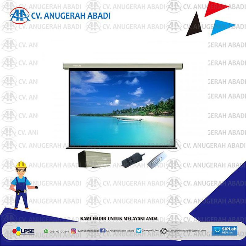Layar Motorize 120M Uk 300x300 cm + Instalasi Pemasangan