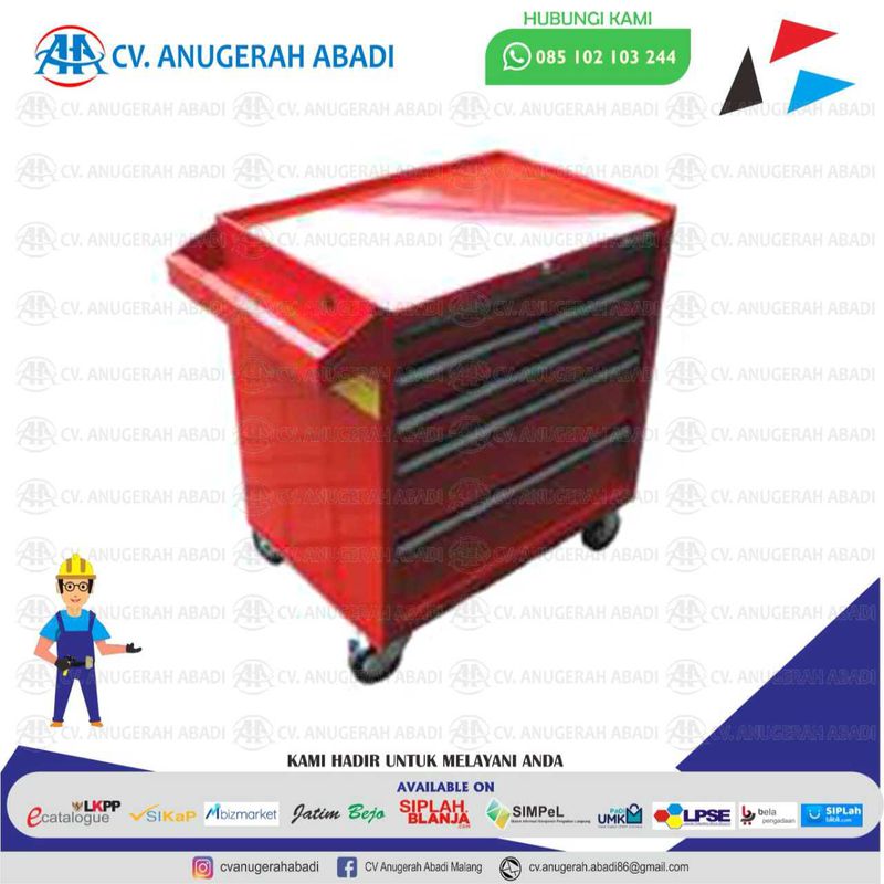Lemari Besi Rack Bengkel Trolley 5 Laci / Rak Bengkel / Rak Besi / Rak ...