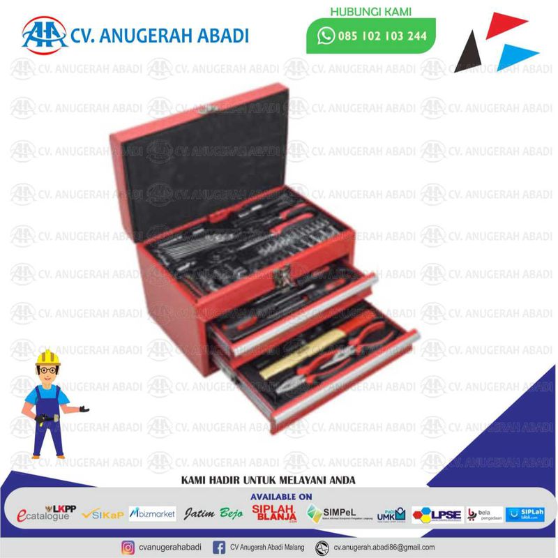 krisbow Toolbox Isi / Toolbox Mekanik Set / Toolbox Kotak Besi dengan ...