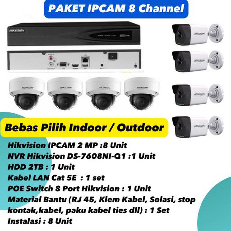 Paket CCTV IPCAM 2MP 8 Channel Hikvision